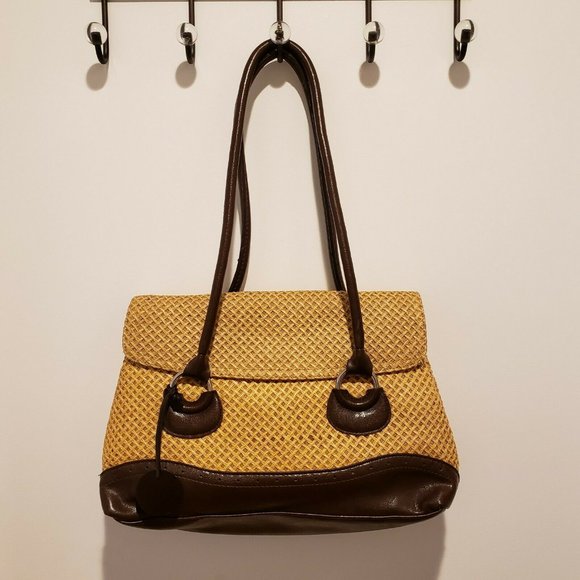 Sag Harbor | Bags | Sag Harbor Woven Straw Wicker Faux Leather Rattan ...